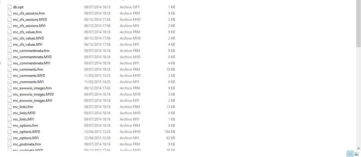 Restore Database from FRM, MYD, MYI files - Grafeco Network